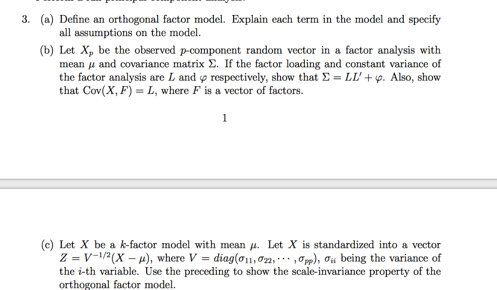 3. (a) Define an orthogonal factor model. Explain | Chegg.com