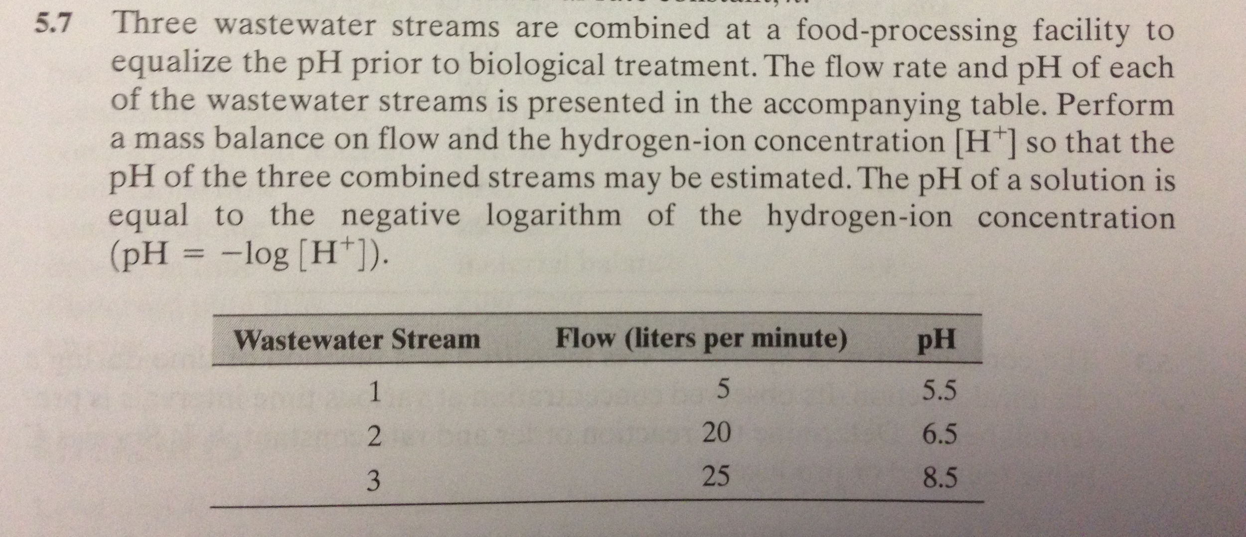 Solved Three wastewater streams are combined at a | Chegg.com