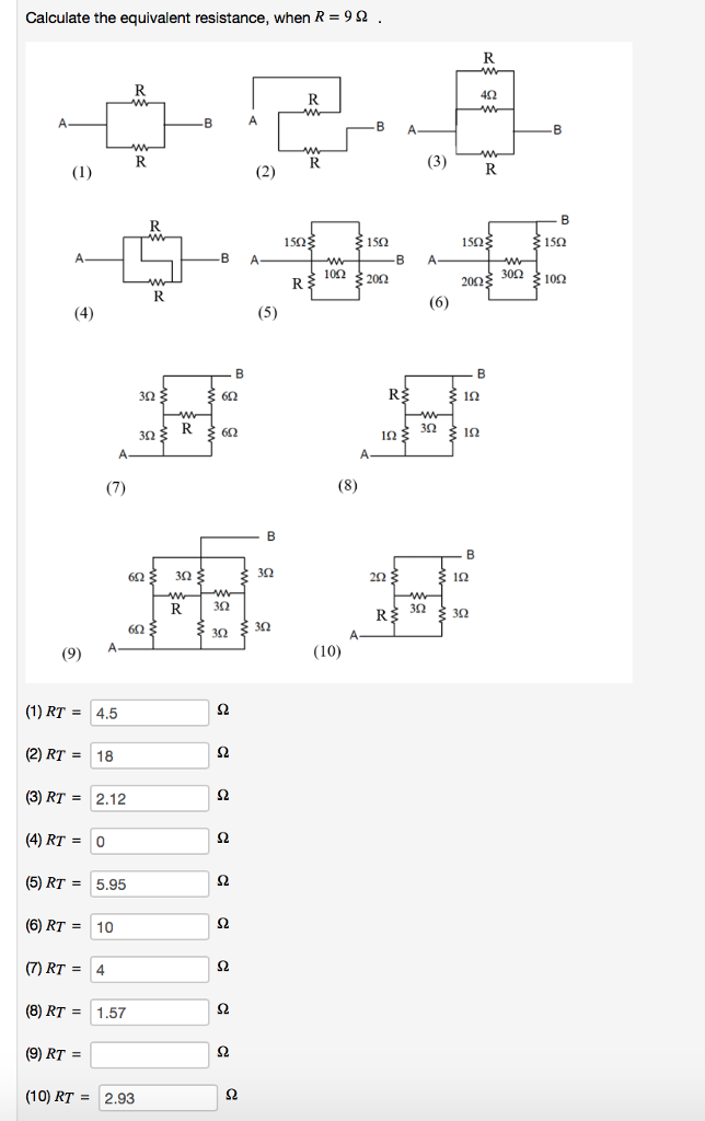 Solved Calculate the equivalent resistance, when R = 9 Ω (3) | Chegg.com