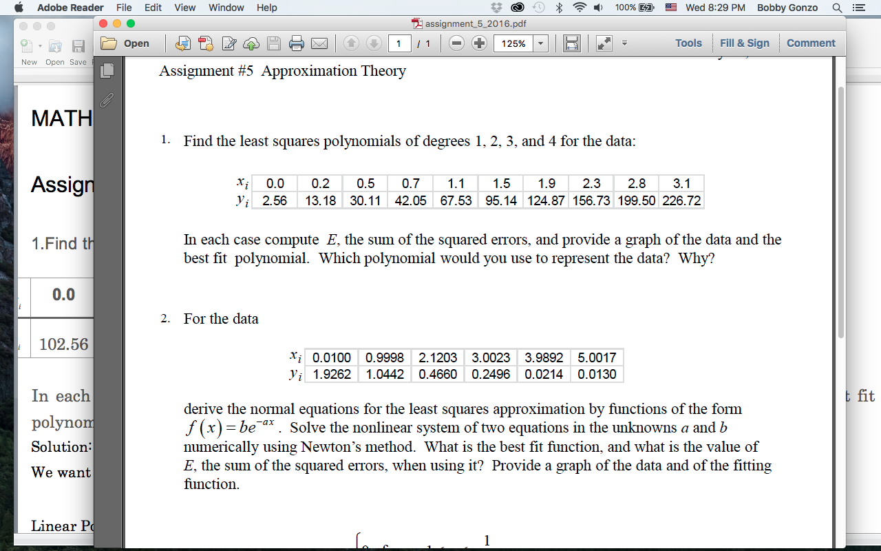 Solved Find the least squares polynomials of degrees 1, 2, | Chegg.com