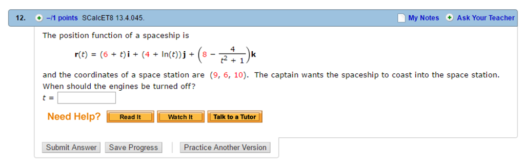Solved The position function of a spaceship is given and the | Chegg.com