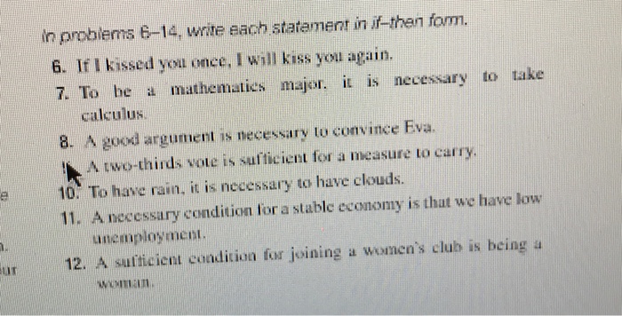 Solved In problems 6-14. write each statement in if-then | Chegg.com