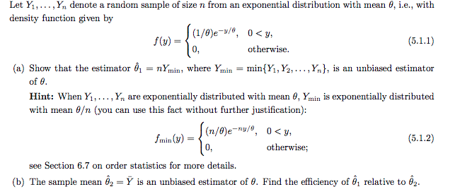 Solved Let Y1, . . . ,Y,, denote a random sample of size n | Chegg.com