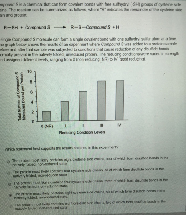 Solved Compound S is a chemical that can form covalent bonds | Chegg.com