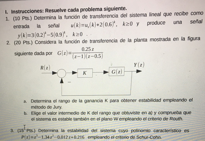 Solved Determina la funcion de transferencia del sistema | Chegg.com