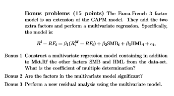 The Fama-French 3 factor model is an extension of the | Chegg.com