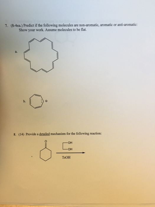 Solved Predict if the following molecules are non-aromatic, | Chegg.com