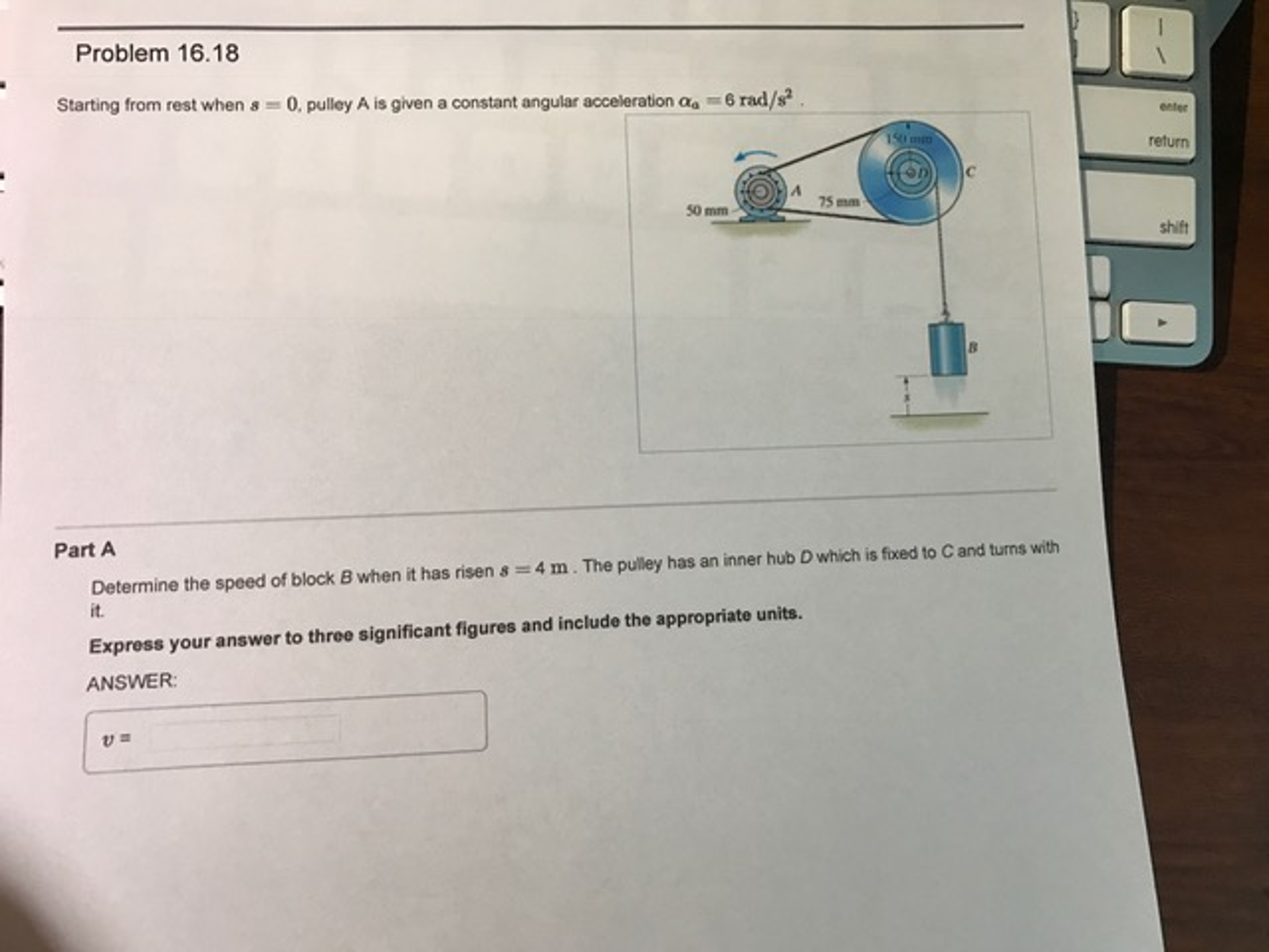 Solved Starting from rest when s = 0, pulley A is given a | Chegg.com