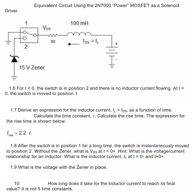 Solved Equivalent Circuit Using The 2N7000 Power MOSFET As, 52% OFF Solved Equivalent Circuit Using The 2N7000 Power MOSFET As, 52% OFF