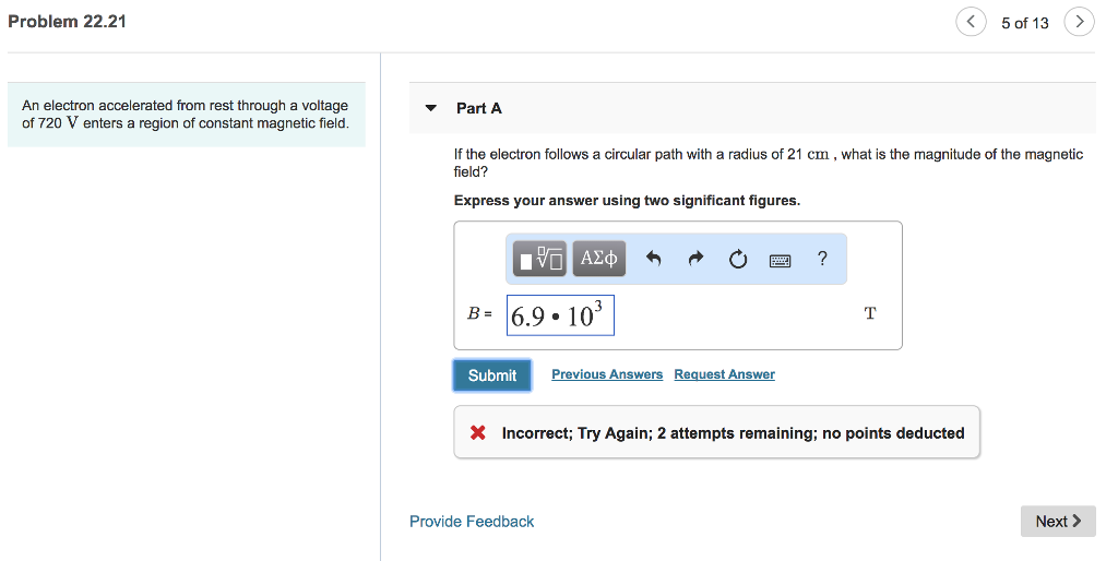 Solved Problem 22 21 5 Of 13 An Electron Accelerated From