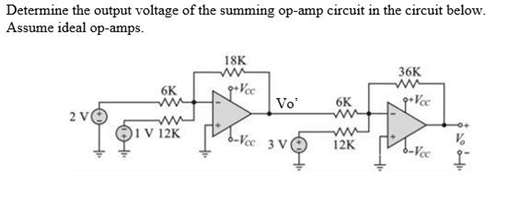 Solved Determine the output voltage of the summing op-amp | Chegg.com