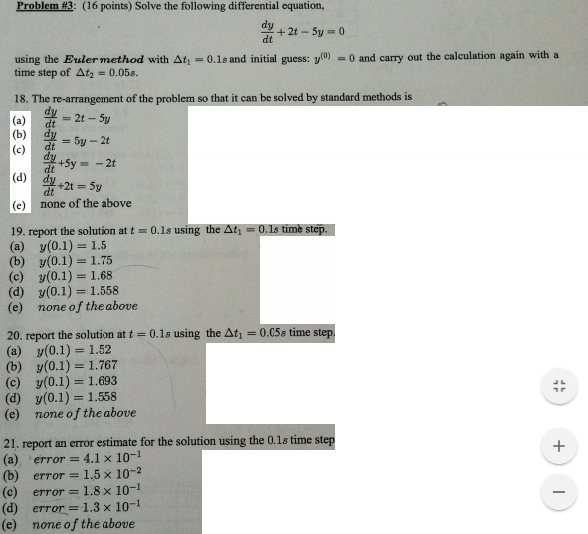 Solved Solve the following differential equation, dy/dt + | Chegg.com