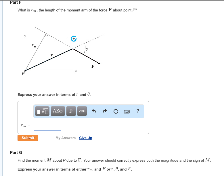 Solved Part F What is rm, the length of the moment arm of | Chegg.com