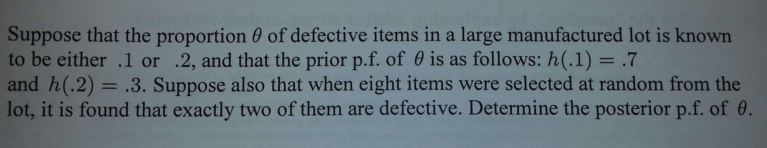 Solved Suppose that the proportion theta of defective items | Chegg.com