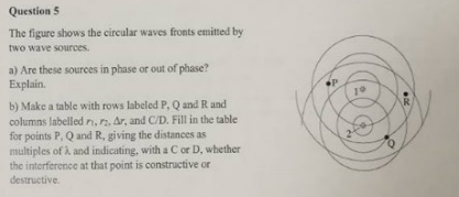 Solved Question 5 The figure shows the circular waves fronts | Chegg.com