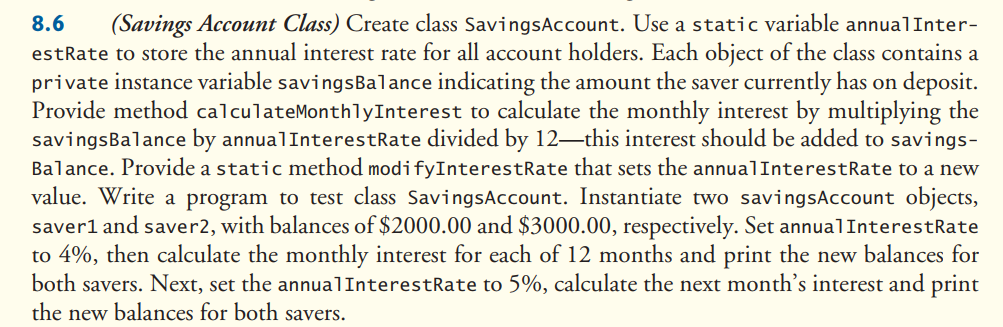 Solved 8 6 Savings Account Class Create Class