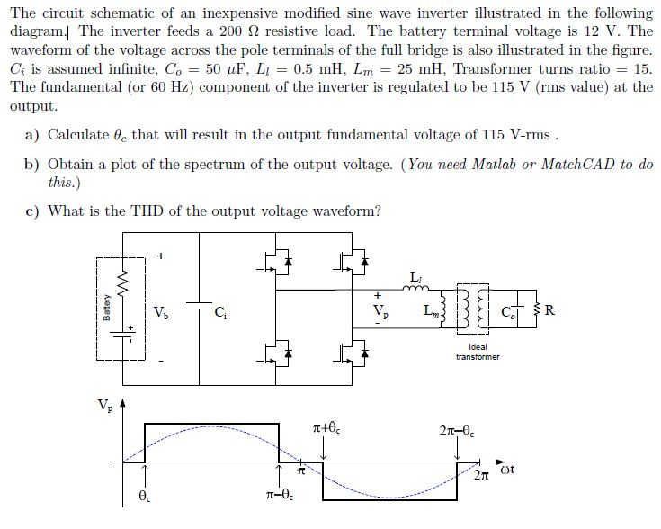 The circuit schematic of an inexpensive modified sine | Chegg.com
