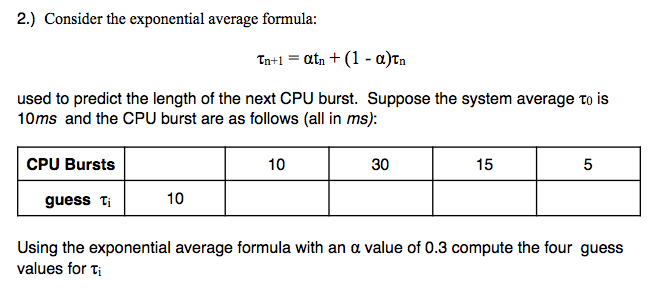 Solved Consider the exponential average formula: tau_n+1 = | Chegg.com