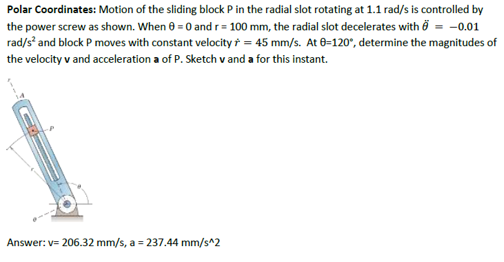 Solved Polar Coordinates: Motion of the sliding block P in | Chegg.com