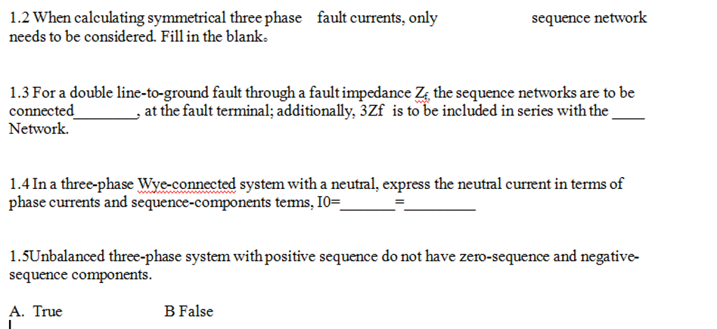 Solved When calculating symmetrical three phase fault | Chegg.com