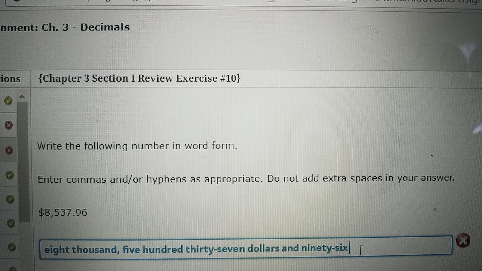 Solved nment: Ch. 3 Decimals ions (Chapter 3 Section 1 | Chegg.com