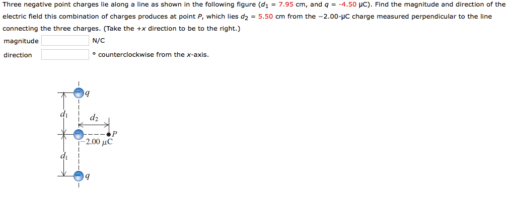 Solved Three negative point charges lie along a line as | Chegg.com