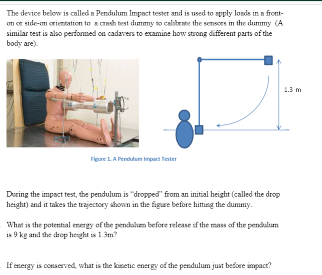 Solved The device below is called a Pendulum Impact tester | Chegg.com