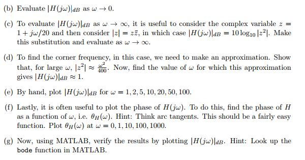 Solved Problem 2. In this problem, we explore Bode Plots. As | Chegg.com