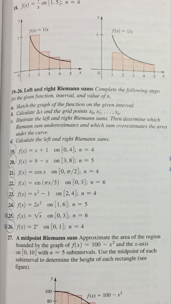 Solved Left and right Riemann sums Complete the following | Chegg.com