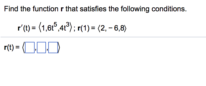 Solved Find the function r that satisfies the following | Chegg.com