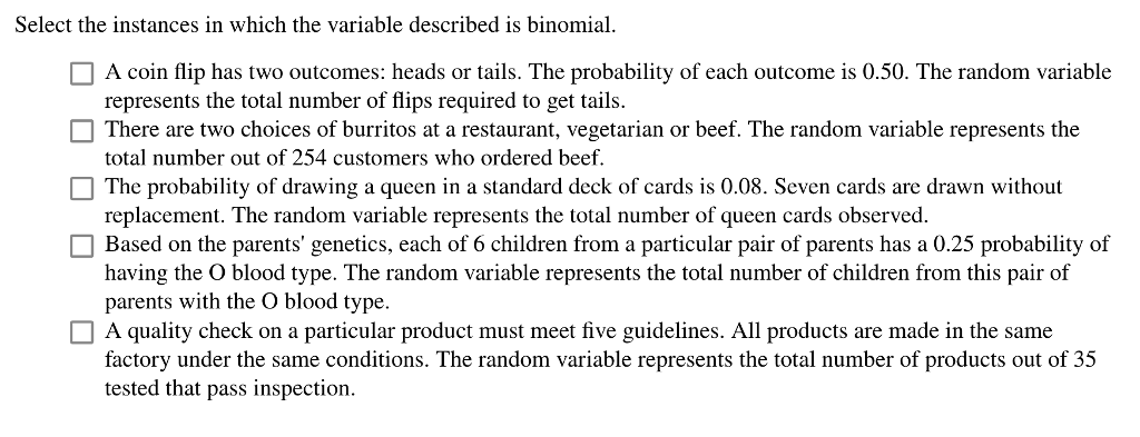 Select the instances in which the variable described | Chegg.com