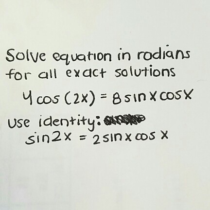 Solved Solve equation in radians for all exact solutions y | Chegg.com
