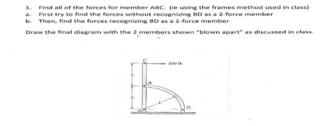 Solved 1. Find all of the forces for member ABC. (ie using | Chegg.com