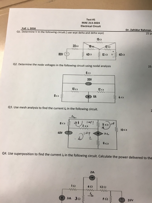 Solved Determine V in the following circuit use wye-delta | Chegg.com