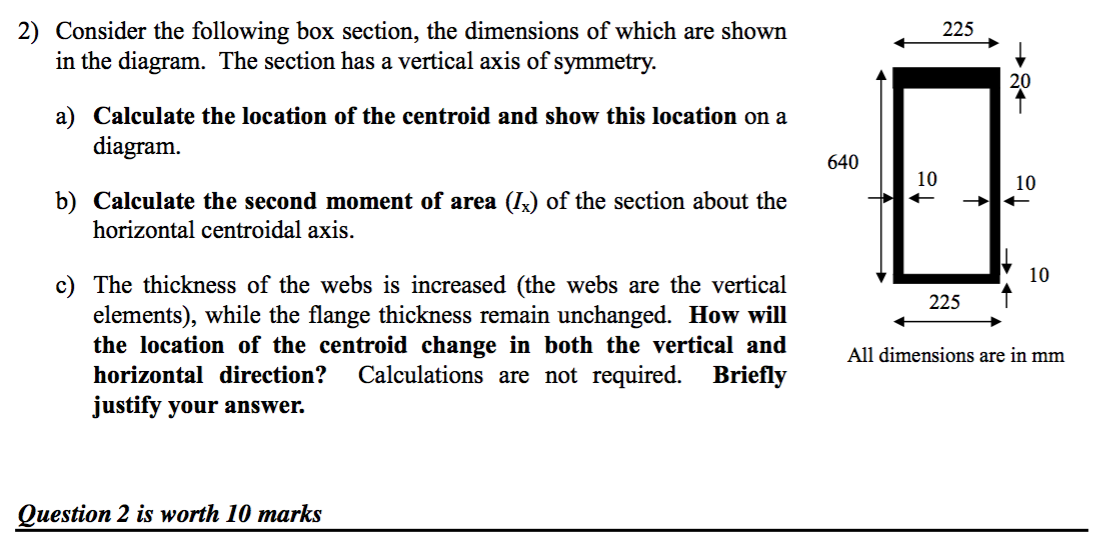 Solved Consider the following box section, the dimensions of | Chegg.com
