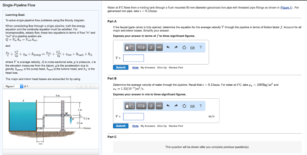 Solved To solve single-pipeline flow problems using the | Chegg.com