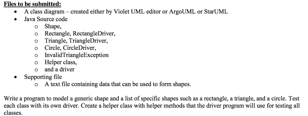 Solved Files to be submitted: . A class diagram - created | Chegg.com