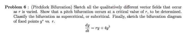 Solved Problem 6: (Pitchfork Bifurcation) Sketch all the | Chegg.com