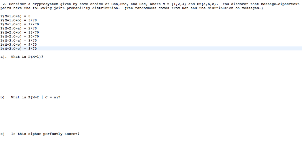 Solved Consider a cryptosystem given by some choice of Gen, | Chegg.com