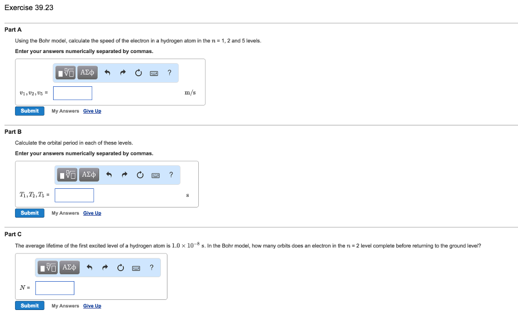 Solved Part A Using the Bohr model, calculate the speed | Chegg.com