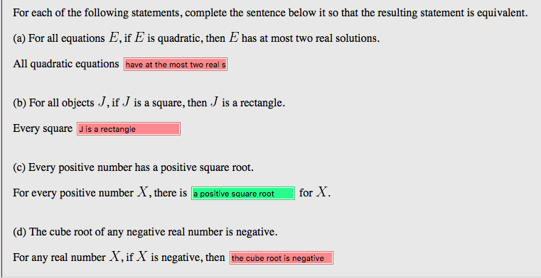 Solved For each of the following statements, complete the | Chegg.com