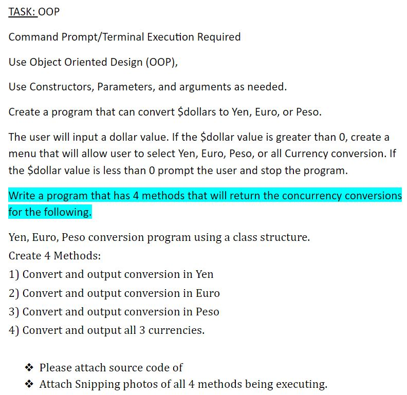 Solved Task Oop Command Prompt Terminal Execution Required