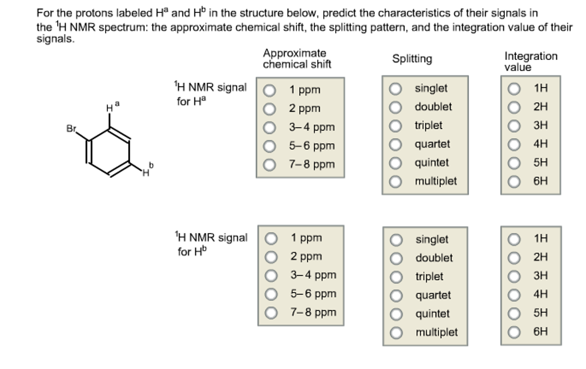 Solved For the protons labeled H^a and H^b in the structure | Chegg.com