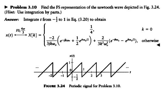 Find the FS representation of the sawtooth wave | Chegg.com