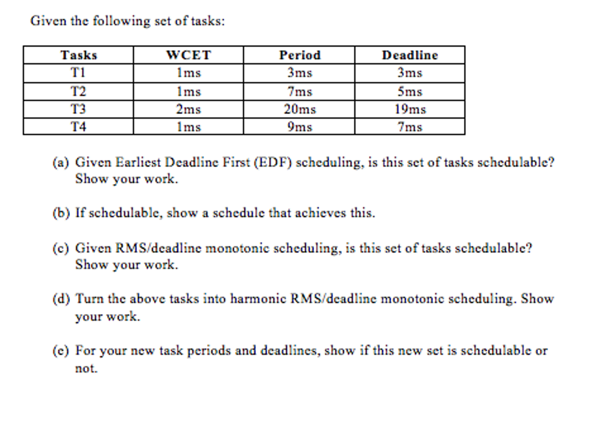 Given the following set of tasks: Given Earliest | Chegg.com