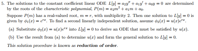 Solved The solutions to the constant coefficient linear ODE | Chegg.com