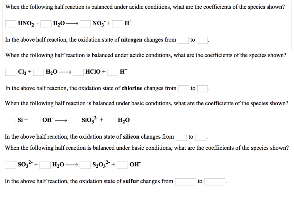 Solved When the following half reaction is balanced under | Chegg.com