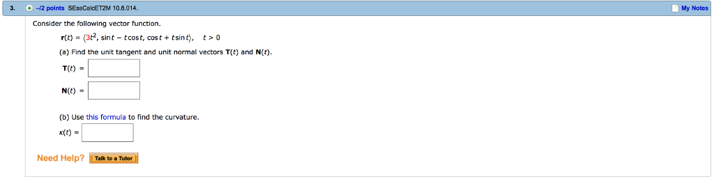 Solved Consider The Following Vector Function R T