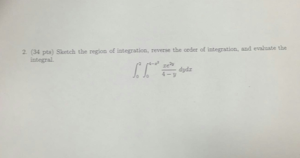 Solved Sketch the region of integration, reverse the order | Chegg.com