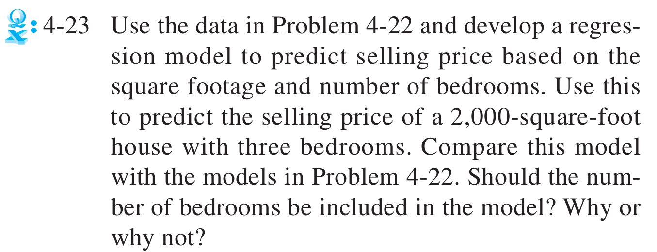 Solved :4-23 Use the data in Problem 4-22 and develop a | Chegg.com